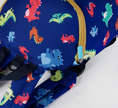 Toddler Backpack for Boys Girls Kids Dinosaur Book Bags with Safety Leash (Navy blue printing)