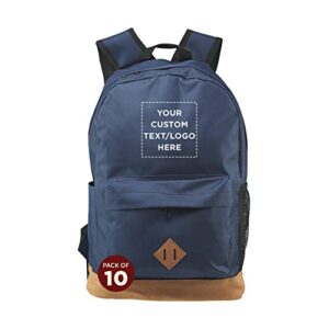 discount promos custom multipurpose laptop backpacks set of 10, personalized bulk pack – lots of features for everyday use, perfect for students,employess, businessman – blue