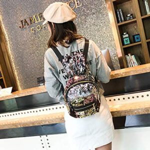 Shoulder Bag For Women With Cute Rabbit Ears Backpack Sequins Shoulder Bag Travel Day pack (Multicolor Gold)