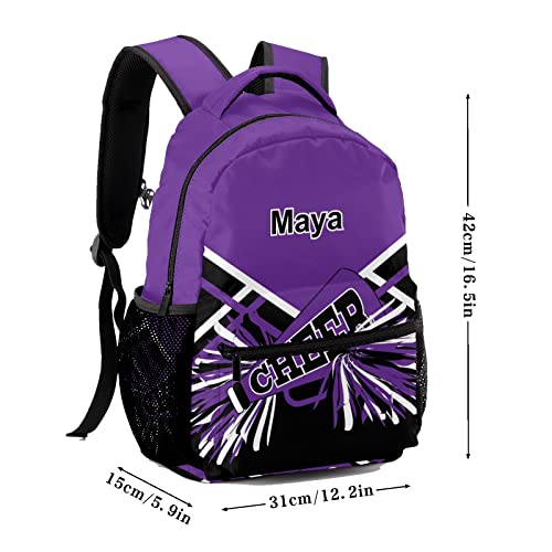 zaaprintblanket Custom Purple White Cheer Unisex Casual Nylon Backpacks Lapto Bag for Gift Hiking Camper Travel Pack