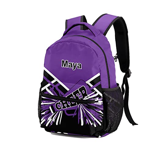 zaaprintblanket Custom Purple White Cheer Unisex Casual Nylon Backpacks Lapto Bag for Gift Hiking Camper Travel Pack