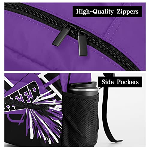 zaaprintblanket Custom Purple White Cheer Unisex Casual Nylon Backpacks Lapto Bag for Gift Hiking Camper Travel Pack