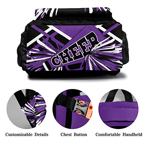 zaaprintblanket Custom Purple White Cheer Unisex Casual Nylon Backpacks Lapto Bag for Gift Hiking Camper Travel Pack