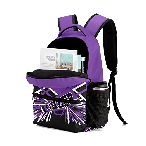 zaaprintblanket Custom Purple White Cheer Unisex Casual Nylon Backpacks Lapto Bag for Gift Hiking Camper Travel Pack