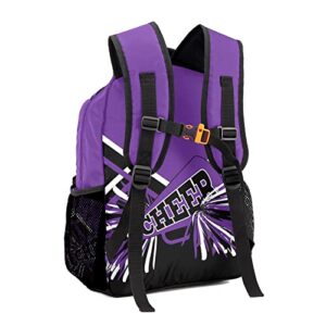 zaaprintblanket Custom Purple White Cheer Unisex Casual Nylon Backpacks Lapto Bag for Gift Hiking Camper Travel Pack