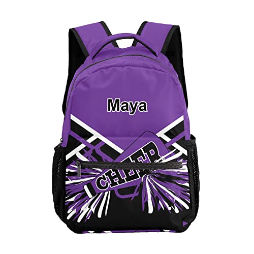 zaaprintblanket Custom Purple White Cheer Unisex Casual Nylon Backpacks Lapto Bag for Gift Hiking Camper Travel Pack