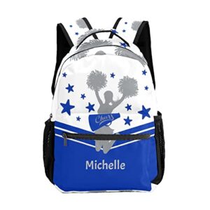 wowpersonaltailor cheers blue cheerleader shoulder backpack waterproof travel bag for family friends gifts