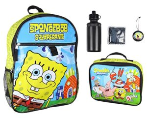 nickelodeon spongebob squarepants characters squidward patrick mr. krabs sandy plankton gary 5 pc backpack lunchbox icepack water bottle