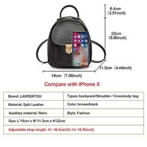 LAORENTOU Cowhide Mini Leather Backpack for Women Small Backpack Purse, Ladies Shoulder Handbags Valentines Day