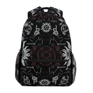 backpacks supernatural symbols black college school book bag travel hiking camping daypack