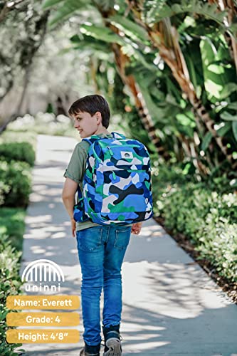 uninni Camouflage Blue 16'' Kids Backpack with Cute Pencil Case, Lightweight, School and Travel Storage Organizer