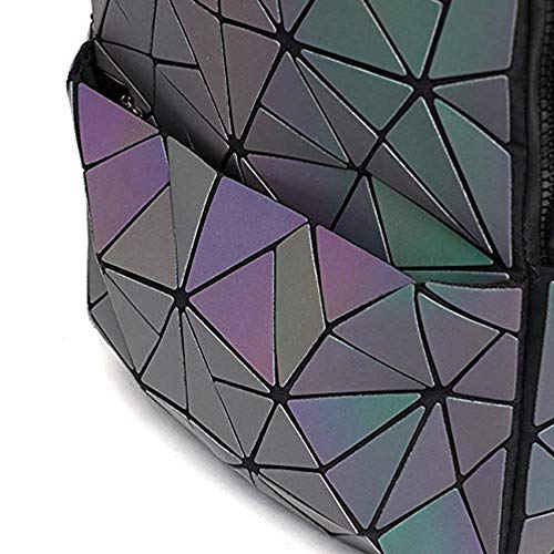 Orita Luminous Geometric Lattice Backpack Fashion Holographic Reflective Backpacks and Purse Set of 2