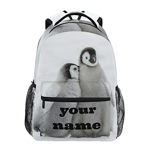 Nander Custom You Name Snow Penguins Backpack ,Casual Daypacks Outdoor Sports Rucksack School Shoulder Bag for Men Women Boys Girls-12x7.3x16.9in