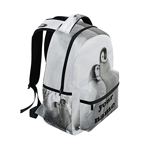 Nander Custom You Name Snow Penguins Backpack ,Casual Daypacks Outdoor Sports Rucksack School Shoulder Bag for Men Women Boys Girls-12x7.3x16.9in