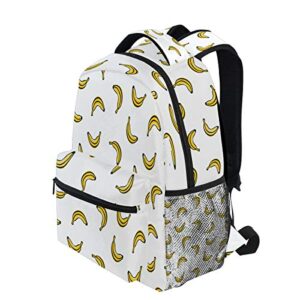 MOYYO Fruit Yellow Banana School Backpack Fashion Print College Bookbag Casual Lightweight Travel Camping Laptop Daypack for Teens Girl Boy Women Men