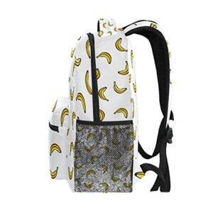 MOYYO Fruit Yellow Banana School Backpack Fashion Print College Bookbag Casual Lightweight Travel Camping Laptop Daypack for Teens Girl Boy Women Men