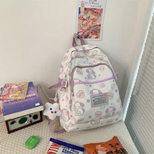 JHTPSLR Kawaii Cartoon Backpack with Plushies Cute Cartoon Printing Preppy Backpack for Teen Girls Back to School Supplies (Lucky Puppy)