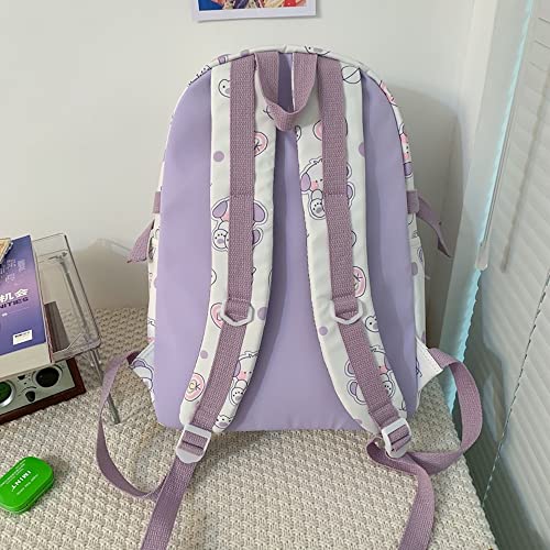 JHTPSLR Kawaii Cartoon Backpack with Plushies Cute Cartoon Printing Preppy Backpack for Teen Girls Back to School Supplies (Lucky Puppy)