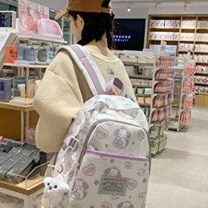 JHTPSLR Kawaii Cartoon Backpack with Plushies Cute Cartoon Printing Preppy Backpack for Teen Girls Back to School Supplies (Lucky Puppy)