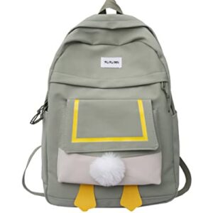 Kawaii Backpack Duck School Bag Casual Korean Version for Students Teens Aesthetic Cute Adorable Cartoon (Green)