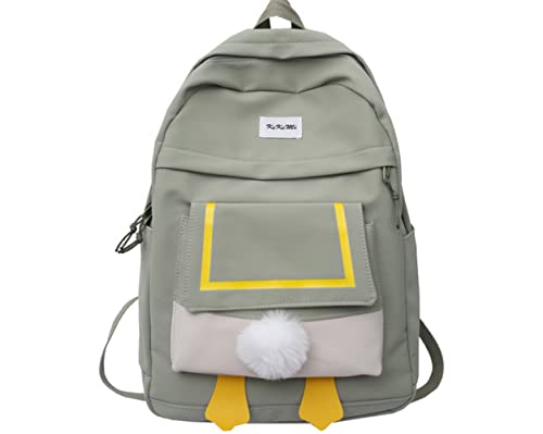 Kawaii Backpack Duck School Bag Casual Korean Version for Students Teens Aesthetic Cute Adorable Cartoon (Green)