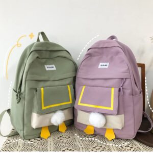 Kawaii Backpack Duck School Bag Casual Korean Version for Students Teens Aesthetic Cute Adorable Cartoon (Green)