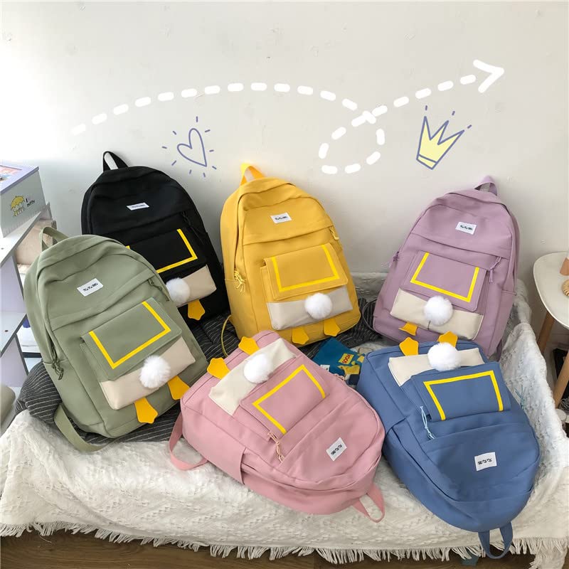 Kawaii Backpack Duck School Bag Casual Korean Version for Students Teens Aesthetic Cute Adorable Cartoon (Green)