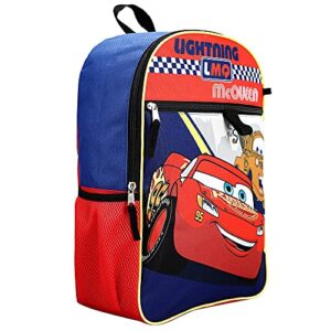 The Lightning McQueen Disney Cars Backpack and Lunch box set for kids 6 piece