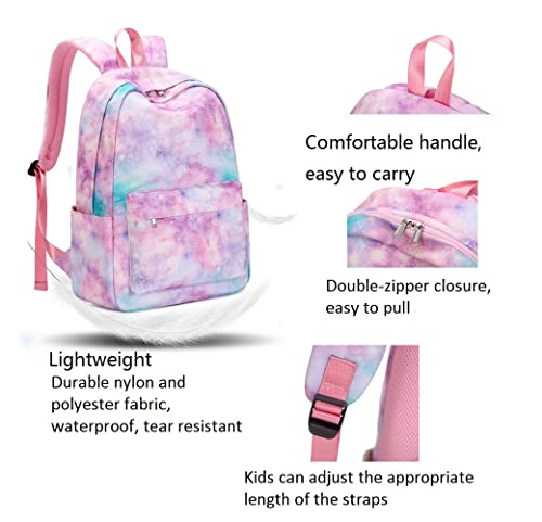 Galaxy Prints 3Pcs Girls Backpack Set Preschool School Bag for Toddlers with Lunch Box Teens Bookbag for School