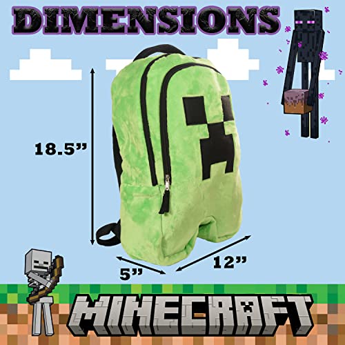 AI ACCESSORY INNOVATIONS Minecraft Creeper Backpack for Boys & Girls, Gaming Bookbag with Double Compartment, Padded Adjustable Mesh Straps, & Padded Top Handle, 16 Inches