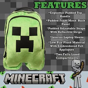 AI ACCESSORY INNOVATIONS Minecraft Creeper Backpack for Boys & Girls, Gaming Bookbag with Double Compartment, Padded Adjustable Mesh Straps, & Padded Top Handle, 16 Inches