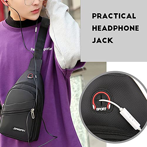 Karymi Waterproof Crossbody Backpack with Headphone Jack, Men Ladies Multipurpose Chest Bag, Liberate Your Hands and Pockets