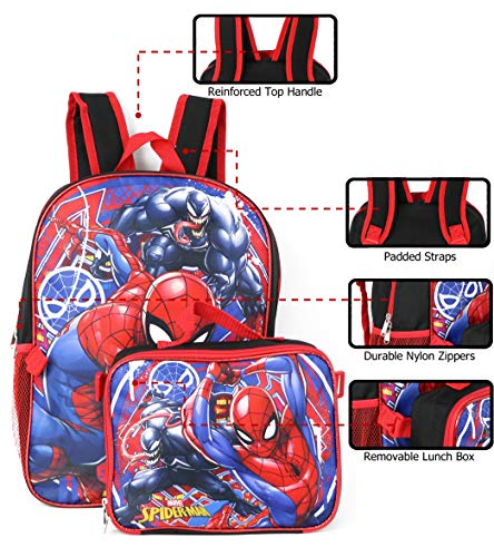 Ruz Spiderman Boys 16 Inch Backpack (Red-Blue)