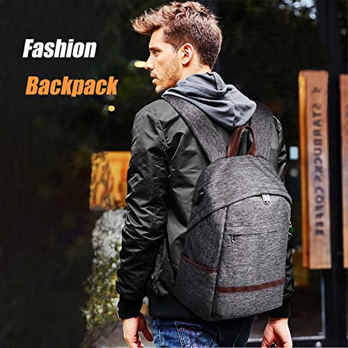 Seekvigor Laptop Backpack for Men Woman,Casual College Backpack with USB Charging Port, 20L Waterproof Travel Backpack for 14 Inch Laptop,Grey