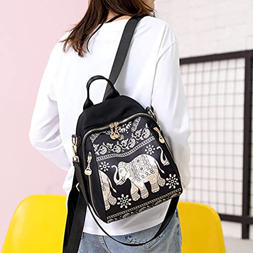 FENICAL Backpack Elephant Anti- Theft Nylon Travel Daypack Multipurpose Shoulder Bag for Women Ladies