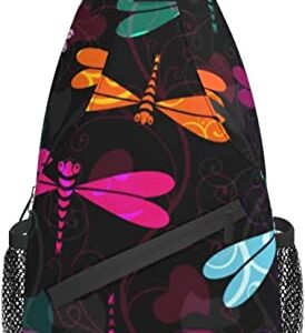 Colorful Dragonfly Pattern Cross Chest Bag Diagonally Sling Backpack Crossbody Shoulder Bag Travel Hiking Daypacks for Men Women