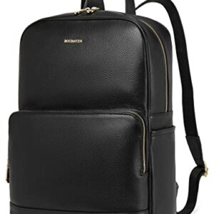 BOSTANTEN Leather Laptop Backpack for Women 15.6 inch Computer Bag College Student Daypack Back to School Supplies Travel Bag