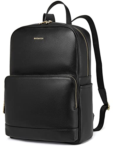 BOSTANTEN Leather Laptop Backpack for Women 15.6 inch Computer Bag College Student Daypack Back to School Supplies Travel Bag