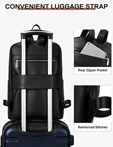 BOSTANTEN Leather Laptop Backpack for Women 15.6 inch Computer Bag College Student Daypack Back to School Supplies Travel Bag