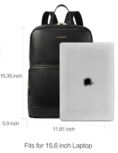 BOSTANTEN Leather Laptop Backpack for Women 15.6 inch Computer Bag College Student Daypack Back to School Supplies Travel Bag