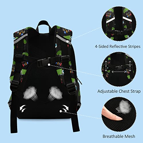 XDMXY Garbage Truck Kid's Toddler Backpack for Boys Girls Preschool Nursery with Safety Leash (01145)