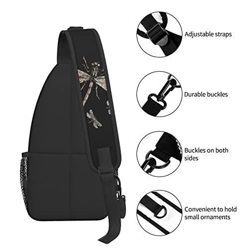 Dragonfly Sling Bag Crossbody Chest Daypack Casual Backpack Women Shoulder Bag For Travel Hiking Shopping Yoga