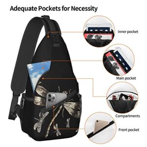 Dragonfly Sling Bag Crossbody Chest Daypack Casual Backpack Women Shoulder Bag For Travel Hiking Shopping Yoga