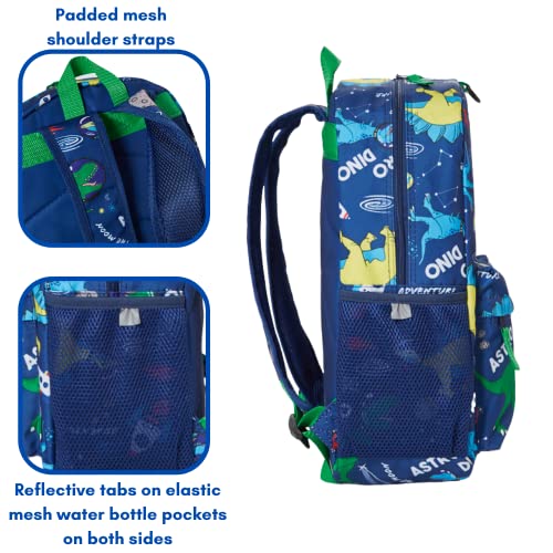 RALME 16 Inch Dinosaur Backpack with Lunch Box Set for Boys or Girls, Value Bundle, Blue