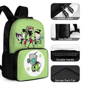 16 Inch Shoulders Bag Invader Cartoon_Zim Unisex Adults Teenagers Children's Backpack Student Schoolbag