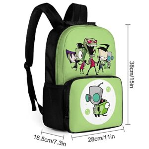 16 Inch Shoulders Bag Invader Cartoon_Zim Unisex Adults Teenagers Children's Backpack Student Schoolbag