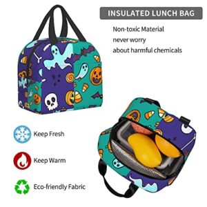 2pcs Backpack Set for Boys, Halloween pumpkin Backpacks and Lunch Box for Girl Elementary Bags Teens Bookbags