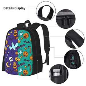 2pcs Backpack Set for Boys, Halloween pumpkin Backpacks and Lunch Box for Girl Elementary Bags Teens Bookbags