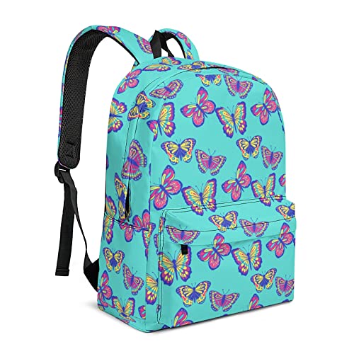 Ewobicrt Blue Butterfly Backpack 16.7 inch Large Cute Laptop Bag Casual Daypack Bookbag for Work Travel Camping