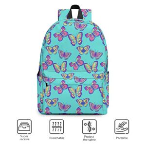 Ewobicrt Blue Butterfly Backpack 16.7 inch Large Cute Laptop Bag Casual Daypack Bookbag for Work Travel Camping